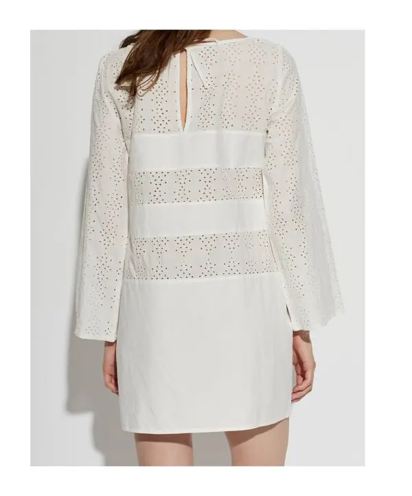 Posse Long-sleeved Eyelet Mini Dress