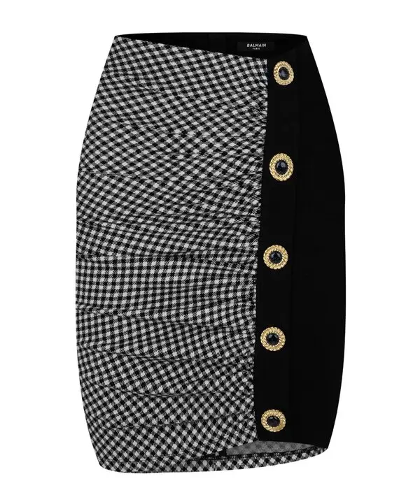 Balmain Pleated Midi Skirt With Button Detail