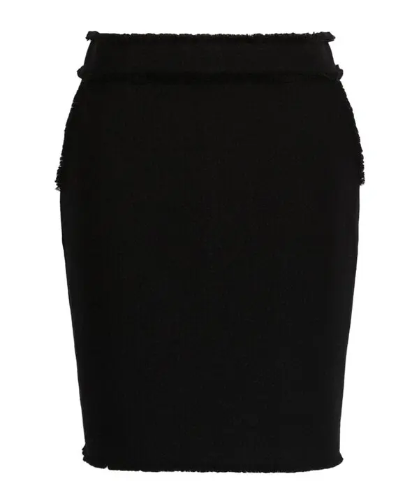 Max Mara Short Wool Jersey Skirt With Fringe Detailing