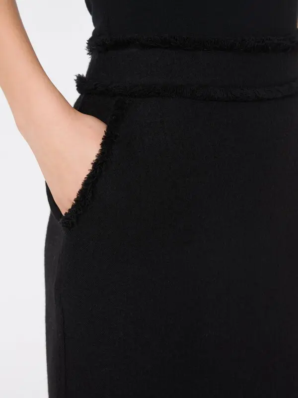 Max Mara Short Wool Jersey Skirt With Fringe Detailing