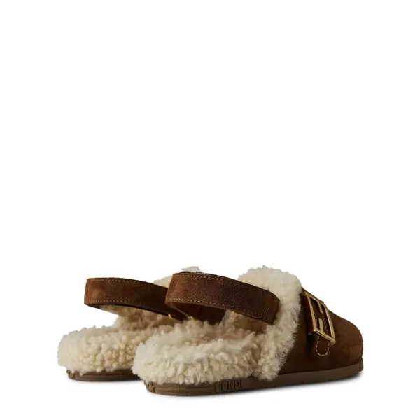 Fendi Wool Slippers With Shearling Lining
