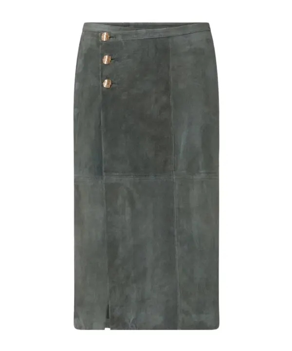 Liu Jo Long Suede Wrap Skirt With Button Detail