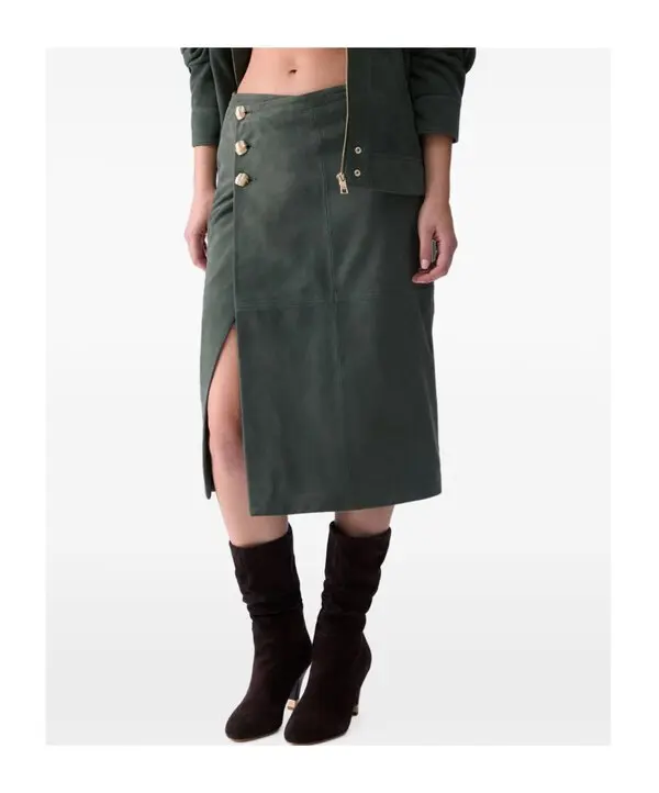 Liu Jo Long Suede Wrap Skirt With Button Detail