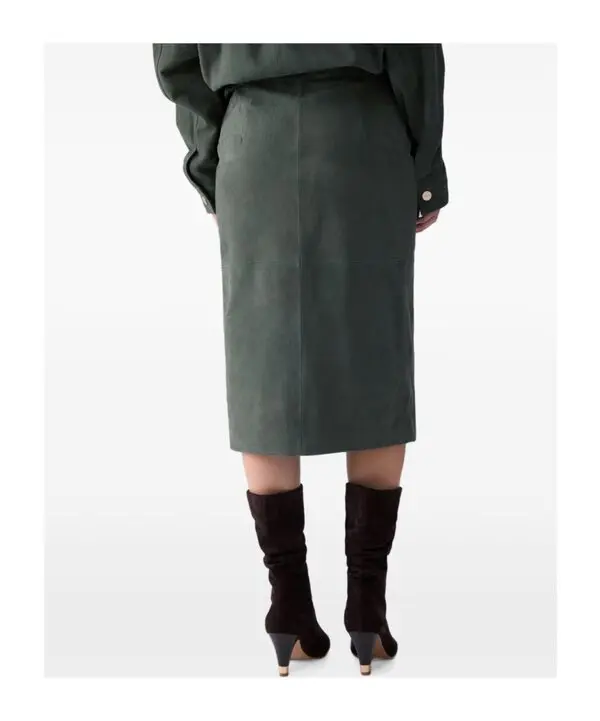 Liu Jo Long Suede Wrap Skirt With Button Detail