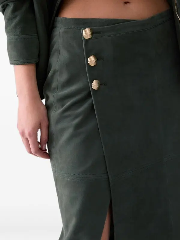 Liu Jo Long Suede Wrap Skirt With Button Detail