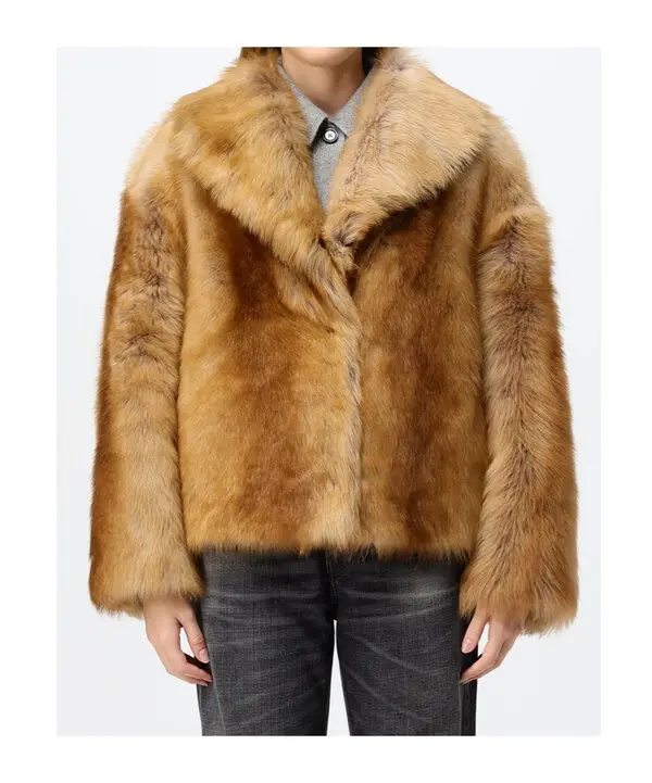 SALVATORE SANTORO V-neck Fur Coat - Brown