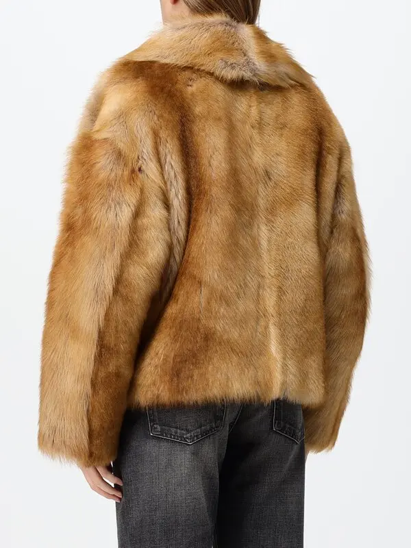 SALVATORE SANTORO V-neck Fur Coat - Brown