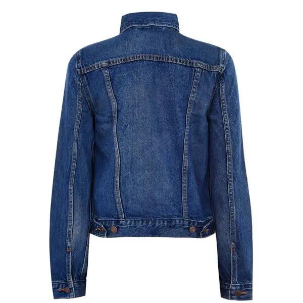 LEVI'S Ex-boyfriend Trucker Cotton Long Sleeve Point Collar Denim Jacket