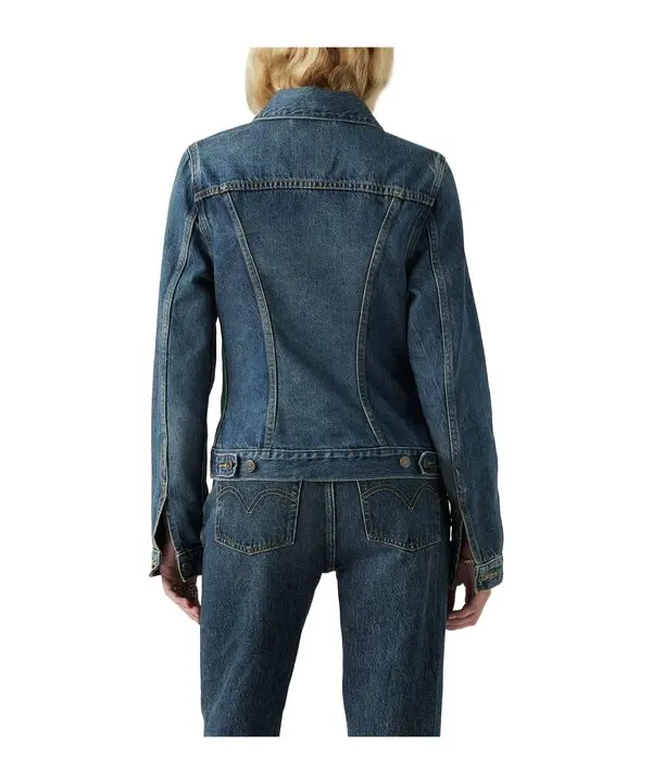 LEVI'S Ex-boyfriend Trucker Cotton Long Sleeve Point Collar Denim Jacket