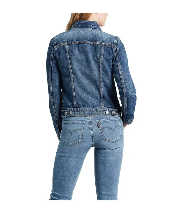 LEVI'S Ex-boyfriend Trucker Cotton Long Sleeve Point Collar Denim Jacket