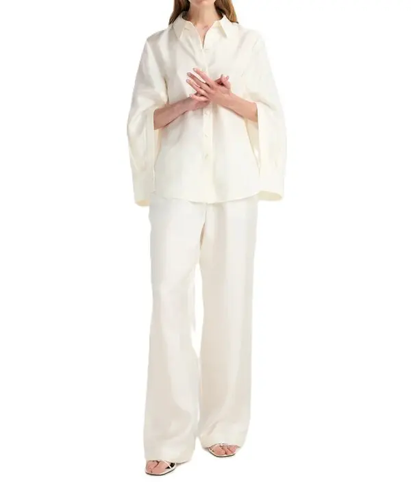 RÓHE Satin Open-sleeve Detailed Shirt - No