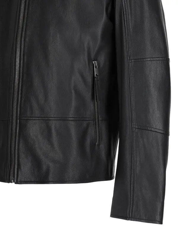 Hugo Boss Hugo Stand-collar Leather Jacket