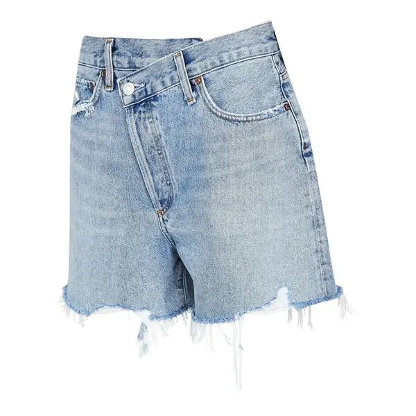 AGOLDE Asymmetrical Denim Shorts With Multiple Pockets