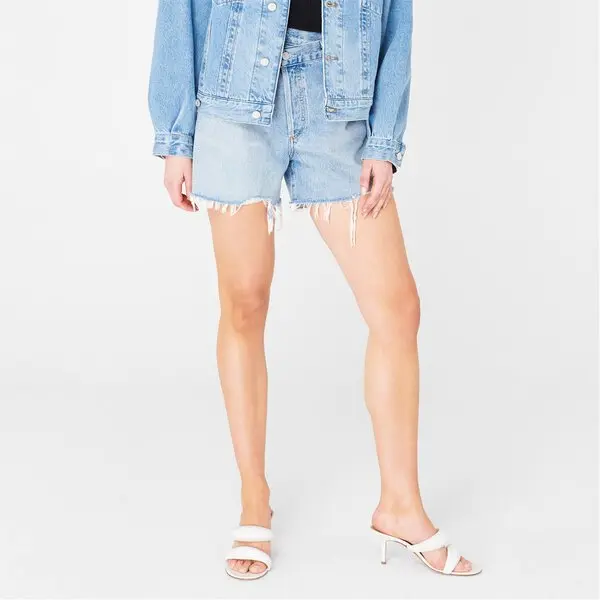 AGOLDE Asymmetrical Denim Shorts With Multiple Pockets