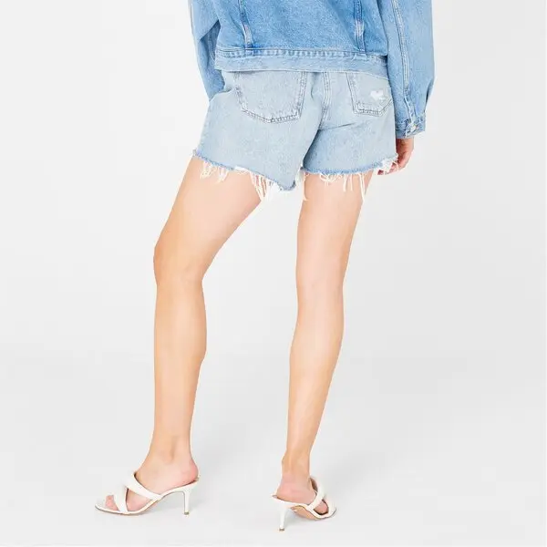 AGOLDE Asymmetrical Denim Shorts With Multiple Pockets