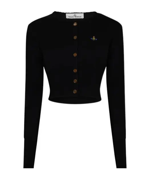 VIVIENNE WESTWOOD Logo Wool Bea Cropped Cardigan - Black