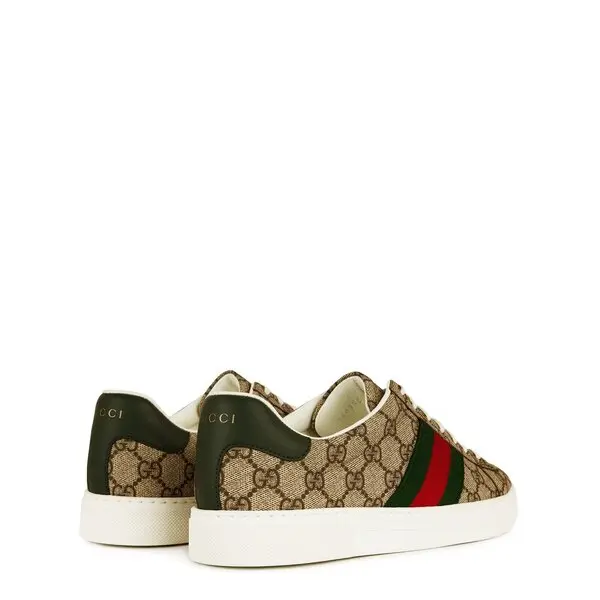 Gucci Gg Monogram Sneakers With Green And Red Web Stripes