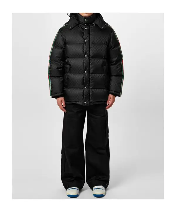Gucci Logo Jacquard Webbing Down Jacket
