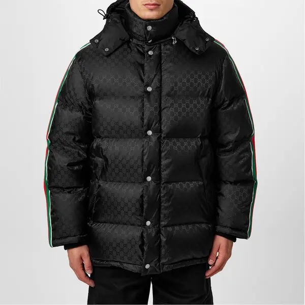 Gucci Logo Jacquard Webbing Down Jacket