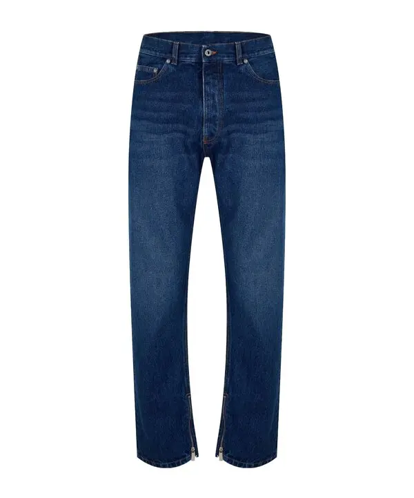 Off-White Zip Skate Mid Rise Straight Leg Jeans - Blue