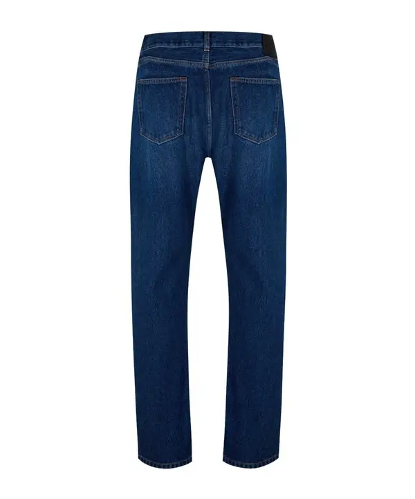Off-White Zip Skate Mid Rise Straight Leg Jeans - Blue