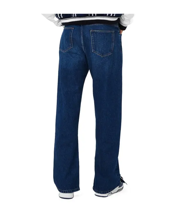 Off-White Zip Skate Mid Rise Straight Leg Jeans - Blue