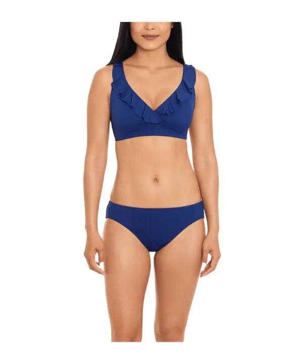 Ralph Lauren Ruffle-trim V-neck Bikini Top And Low-rise Bottom Set
