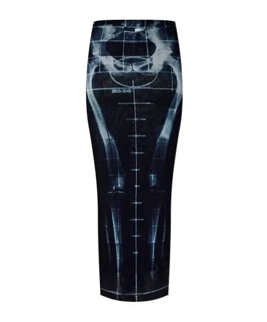 JEAN PAUL GAULTIER Skeleton Print Maxi Skirt