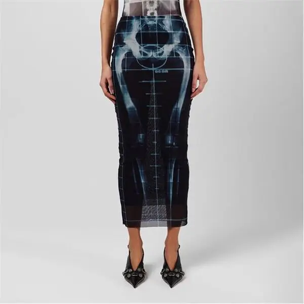 JEAN PAUL GAULTIER Skeleton Print Maxi Skirt