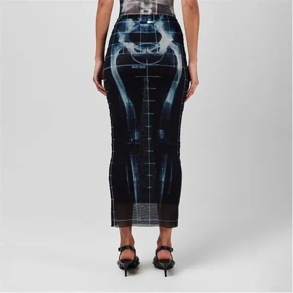 JEAN PAUL GAULTIER Skeleton Print Maxi Skirt