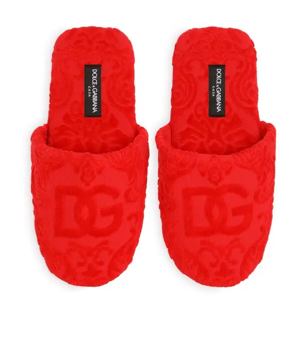Dolce & Gabbana Logo Jacquard Slides - Red