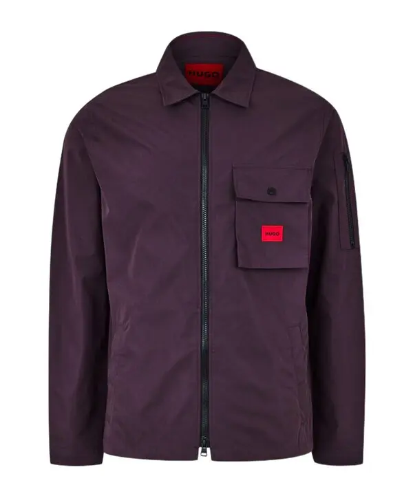 Hugo Boss Hugo Emmond Cotton Long Sleeve Zip Overshirt - Black