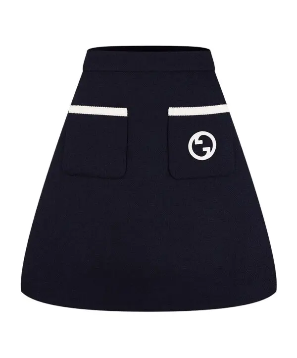 Gucci Retro Tweed Wool Skirt - Black