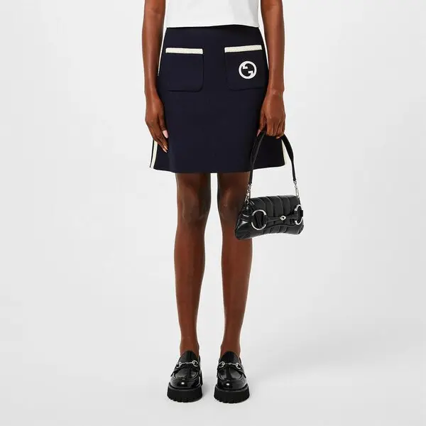 Gucci Tweed A-line Skirt With Interlocking G Logo