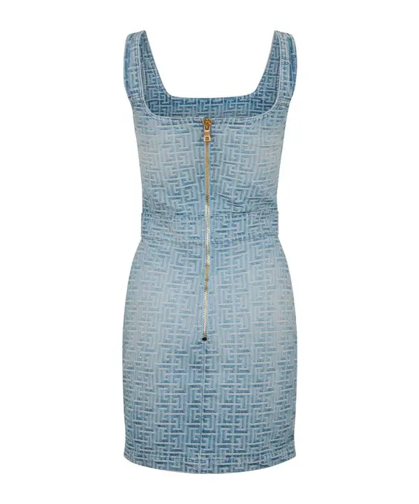 Balmain Printed Denim Mini Dress