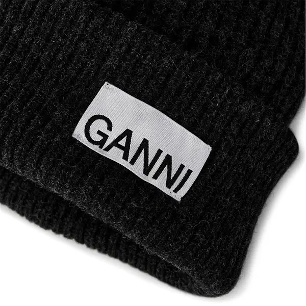 GANNI Oversized Ribbed Wool Beanie