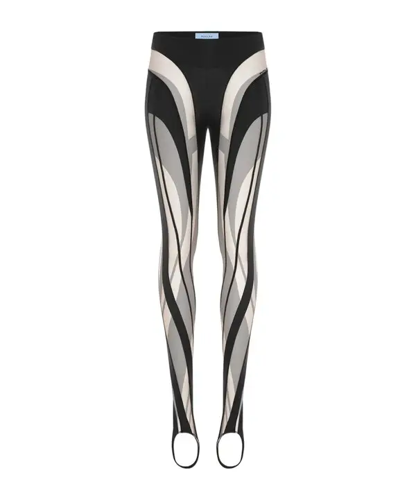 MUGLER Transparent Spiral Leggings - Black