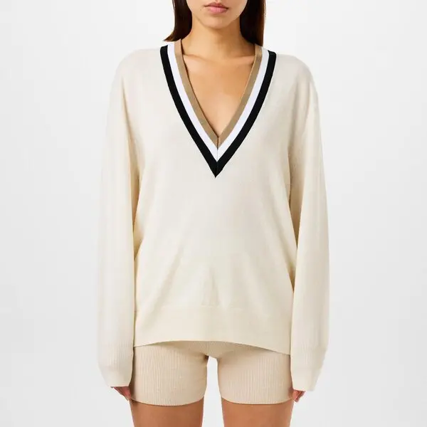 Hugo Boss Color-block Striped V-neck Knit Sweater