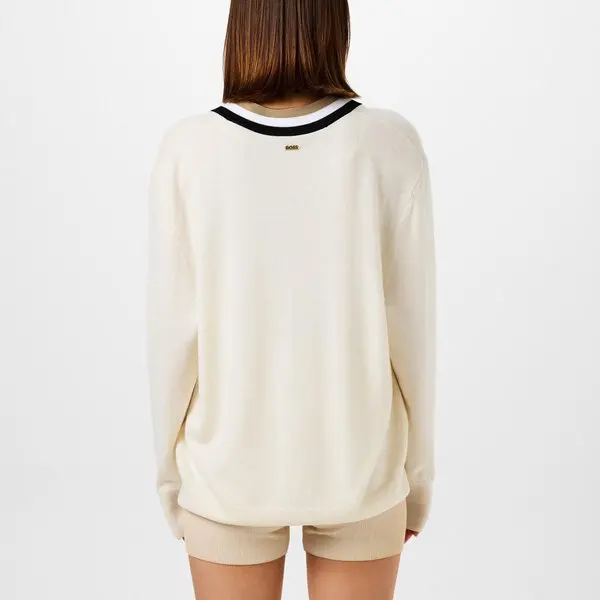Hugo Boss Color-block Striped V-neck Knit Sweater