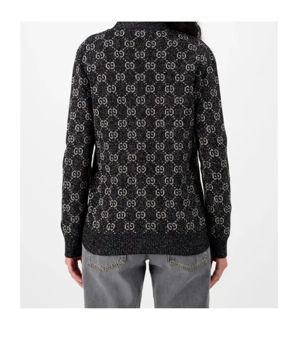 Gucci Gg Jacquard Cotton Lame Cardigan