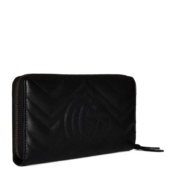 Gucci Leather Gg Marmont Zip Around Wallet