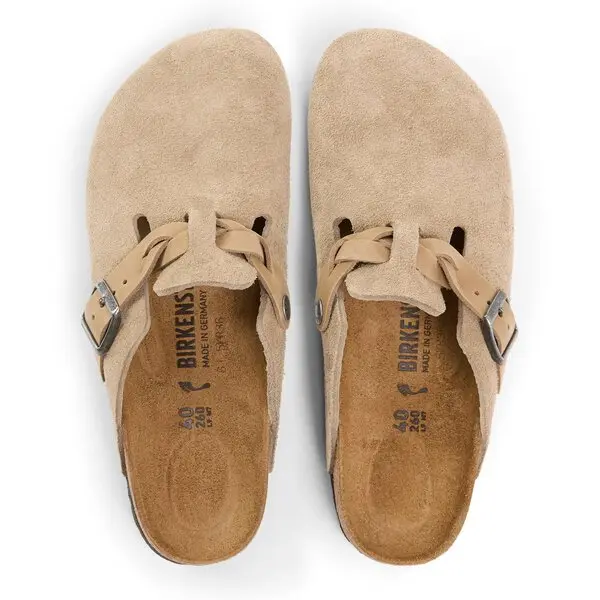 BIRKENSTOCK Boston Suede Mules With Adjustable Strap - No