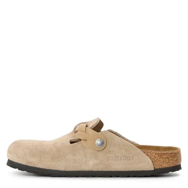 BIRKENSTOCK Boston Suede Mules With Adjustable Strap - Nude