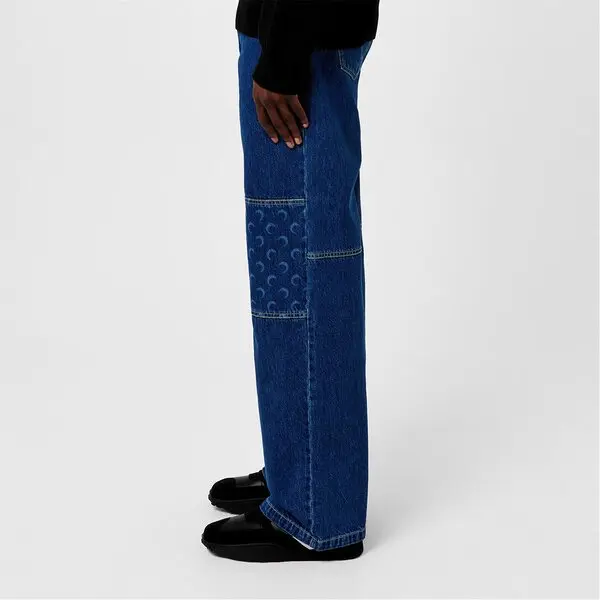 MARINE SERRE Straight Leg Jeans With Moon Print