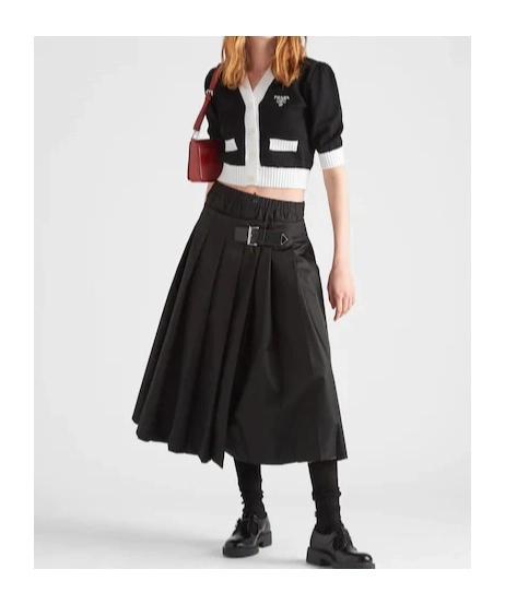 Prada Cropped V-neck Cardigan With Embroidered Logo