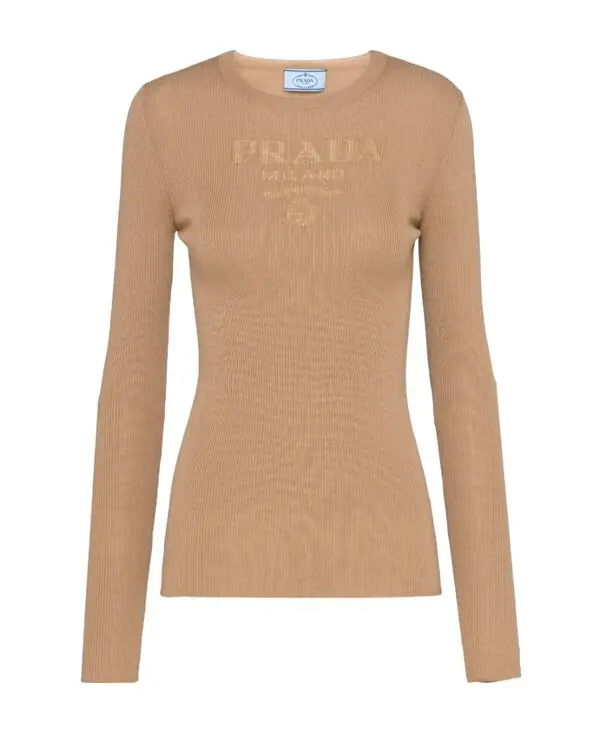 Prada Superfine Wool Crew-neck Sweater - Camel Brown