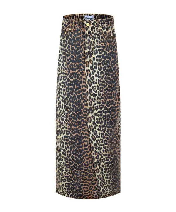 GANNI Leopard Print Maxi Skirt