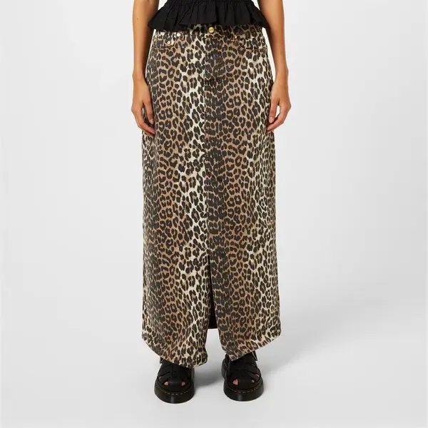 GANNI Leopard Print Maxi Skirt