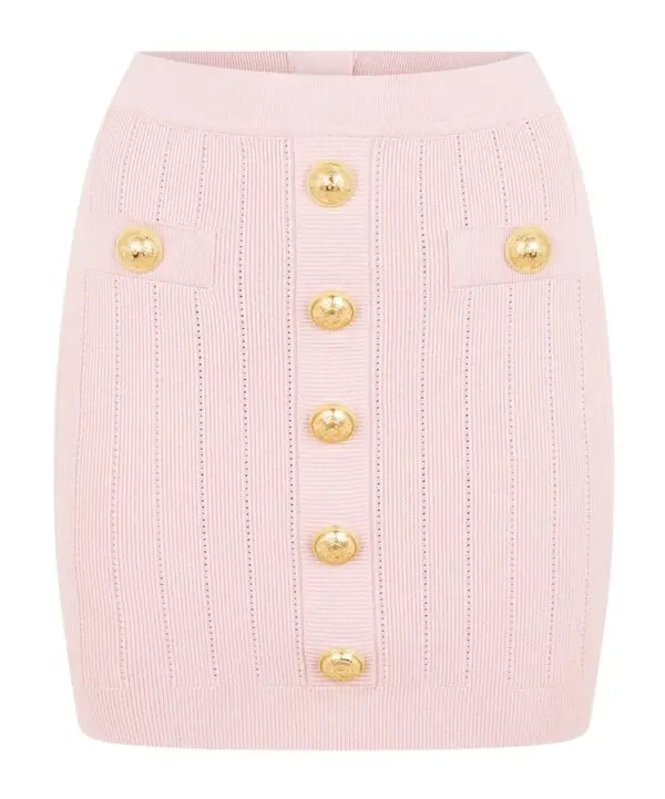Balmain Knit Button-down Mini Skirt - Pink