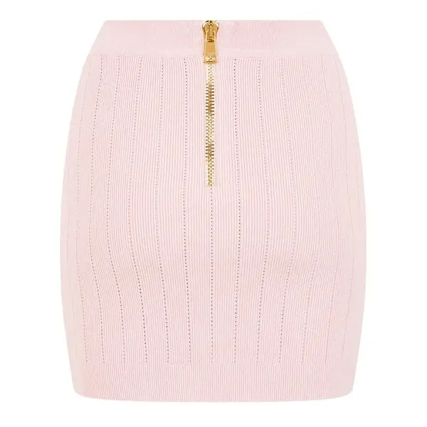 Balmain Knit Button-down Mini Skirt - Pink